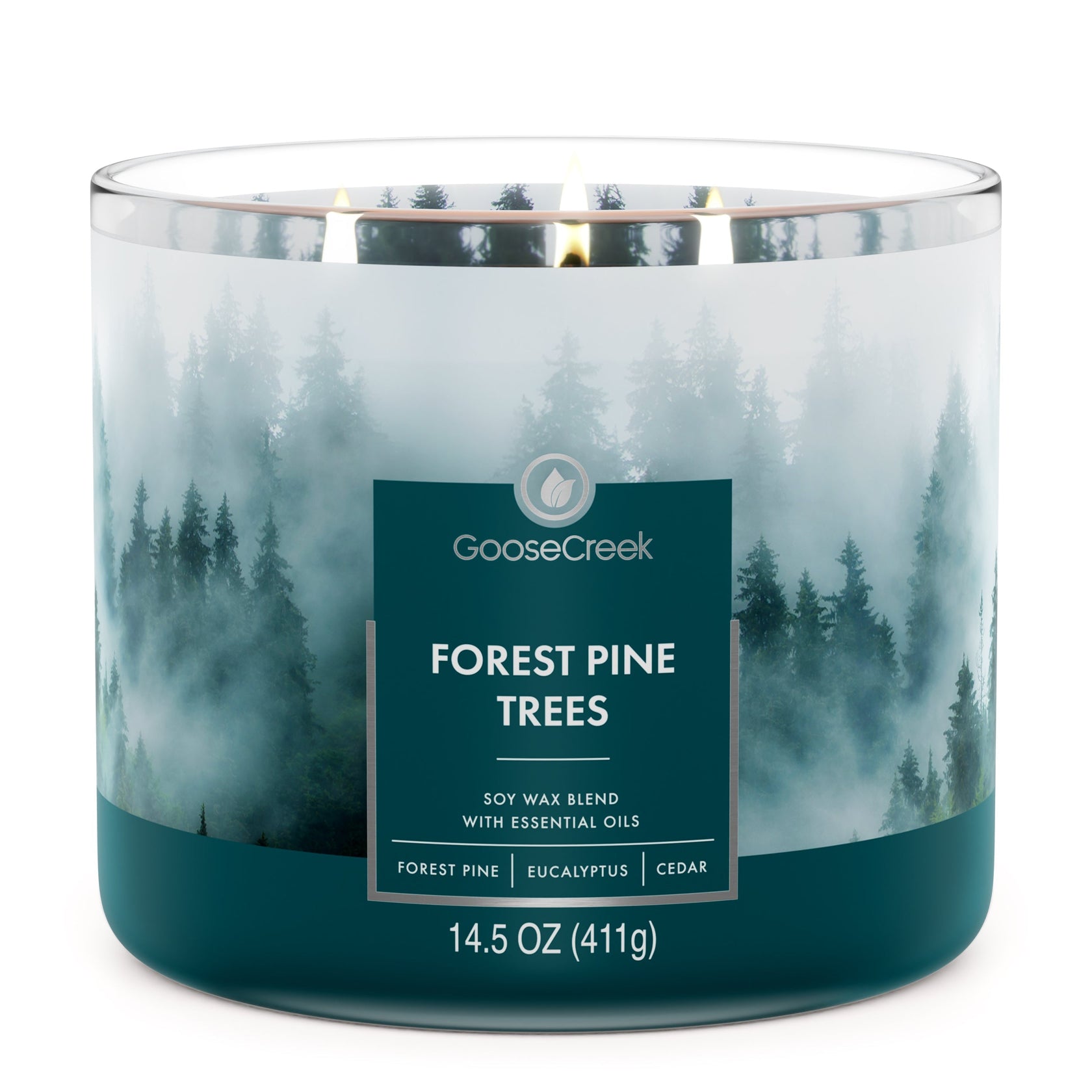 Forest Pine Trees Large 3-Wick Candle - Set the Mood with the Soothing ...