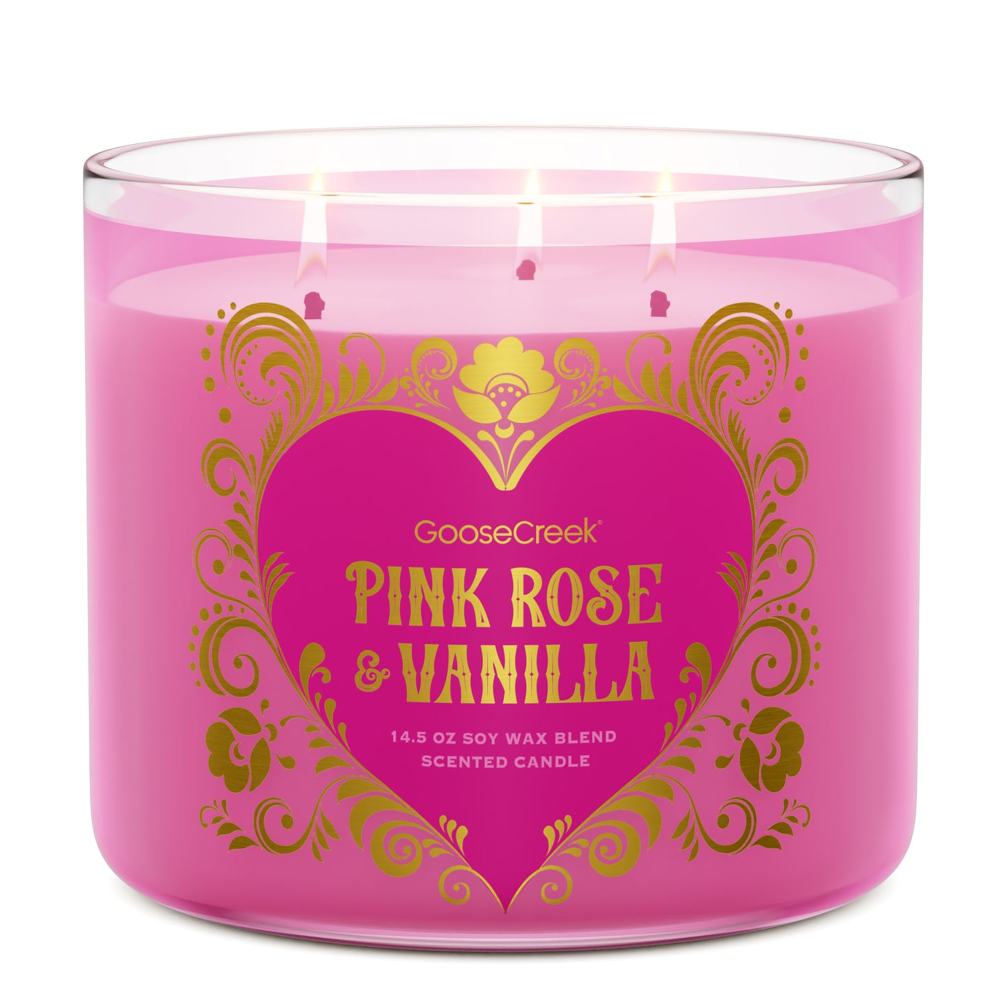 Pink Rose & Vanilla 3-Wick Candle | Romantic Fragrance for Valentine's ...