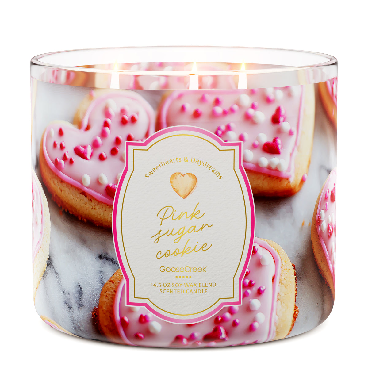 Pink Sugar Cookie Large 3-Wick Candle - Sweet Cherry Vanilla Aromatic ...